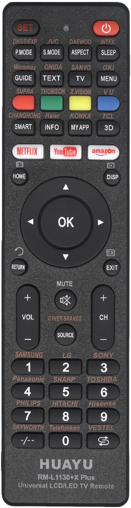Универсальный пульт Huayu для RM-L1130+X plus черный (для TV) купить с ...